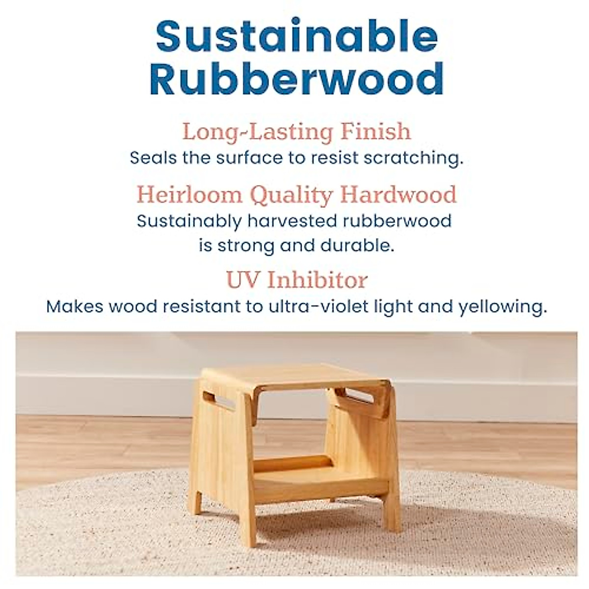 ECR4Kids Sit or Step Stool, Kids Furniture, Natural