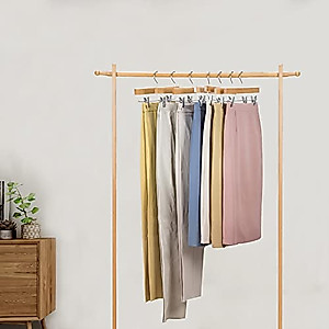 Nature-Smile 20 Pack Wooden Pants Hangers Jeans Bottom Hanger Solid Lotus Wood Skirt Hanger with 2-Adjustable Clips Anti Rust Hook Natural Color