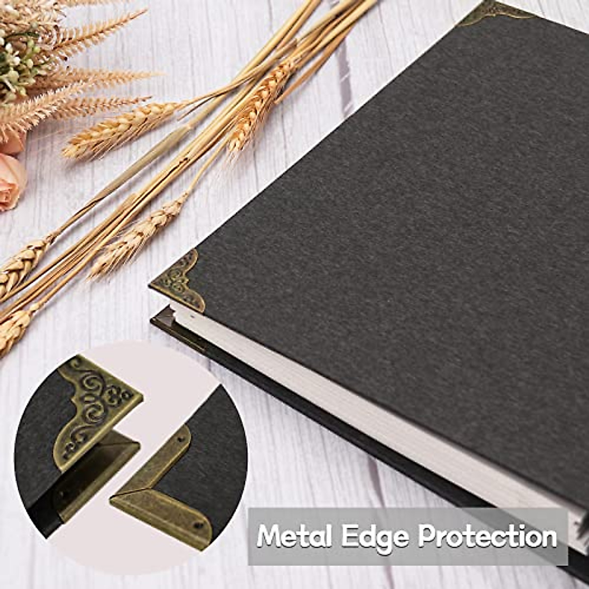 Vienrose Photo Album Self Adhesive 40 Pages Hardcover with DIY Scrapbooking Kit 3 Rings Paper Scrapbook for Lover Friends Kids Wedding Black