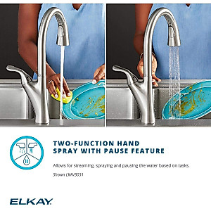 Elkay LKAV3031LS Avado Single Hole Kitchen Faucet with Pull-down Spray and Forward Only Lever Handle, Lustrous Steel