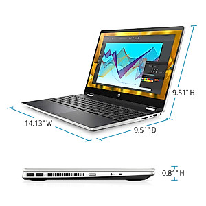 HP Pavilion x360 15 2-in-1 Convertible Laptop, Intel Core i5-10210U, 8 GB RAM, 512 GB SSD Storage, 15.6-inch HD Touchscreen Display, Windows 10 Home (15-dq1020nr, 2020 Model)