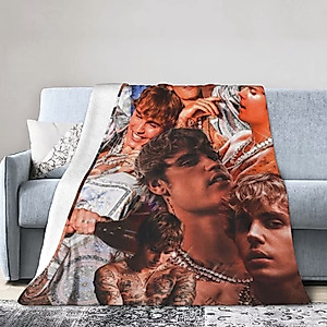 Justin Bieber Throw Blanket Ultra Soft Flannel Blanket Warm Lightweight Throw Blanket Bed Couch Sofa Living Room Blankets Singer Merch Fans Gift 50x40 in