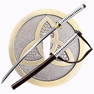 HanBon Forged The Walking Dead Sword Michonne Katana Sword Real Japanese Samurai Sword Katana T10 Steel Full Tang Blade Sharp Can Cut Bamboo Trees