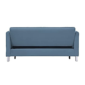 Lexicon Oakhill Velvet Convertible Studio Sofa with Pull-Out Bed, 72" W, Blue