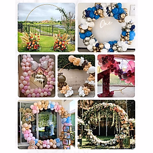 YALLOVE Round Backdrop Stand, 6ft Circle Balloon Arch Frame, Large Size Gold Wedding Arch for Quick Party Decoration