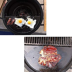 Dracarys 18 inch Cast Iron Griddle Reversible Half Moon Big Green Egg Accessories,Cast Iron Griddle for Large Big Green Egg & Kamado Joe (18 inch)