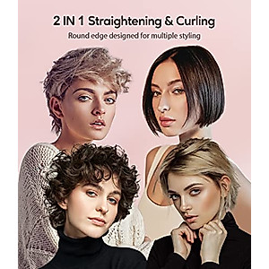 Terviiix Small Flat Irons for Short Hair, Pencil Hair Straightener for Edges, Straightening Iron for Pixie Cut & Touch Ups, Ceramic Curling Iron in One, Dual Voltage, 1/2"