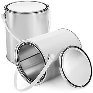 WUWEOT 2 Pack Empty Paint Can, 1 Gallon Metal Unlined Paint Bucket, Paint Pails Paint Jars with Lid and Carry Handle