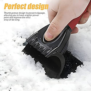 Ice Scraper for Car Windshield, Snow and Frost Removal for Auto Window, No Scratch Winter Cleaning Tool, ABS Body with Foam Handle, Car Exterior Accessories Universal for Car, Truck, SUV (Red)