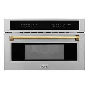 ZLINE Autograph Edition 30” 1.6 cu ft. Built-in Convection Microwave Oven in Stainless Steel and Gold Accents