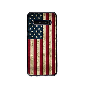 pambea limber Compatible with LG V60 ThinQ 5G USA FlagCase,Retro American USA Flag Graphic Design for LG Case Men Women,Shockproof Soft Silicone Trendy Cool Case for LG