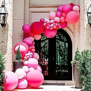 RUBFAC 116pcs Hot Pink Balloons Different Sizes Pack of 36 18 12 10 5 Inch for Garland Arch Extra Large Balloons for Birthday Wedding Party Decoration