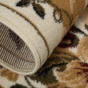 Home Dynamix Optimum Caspian Area Rug, 3'7" x5'2, Traditional Medallion Floral, Ivory/Burgundy/Yellow