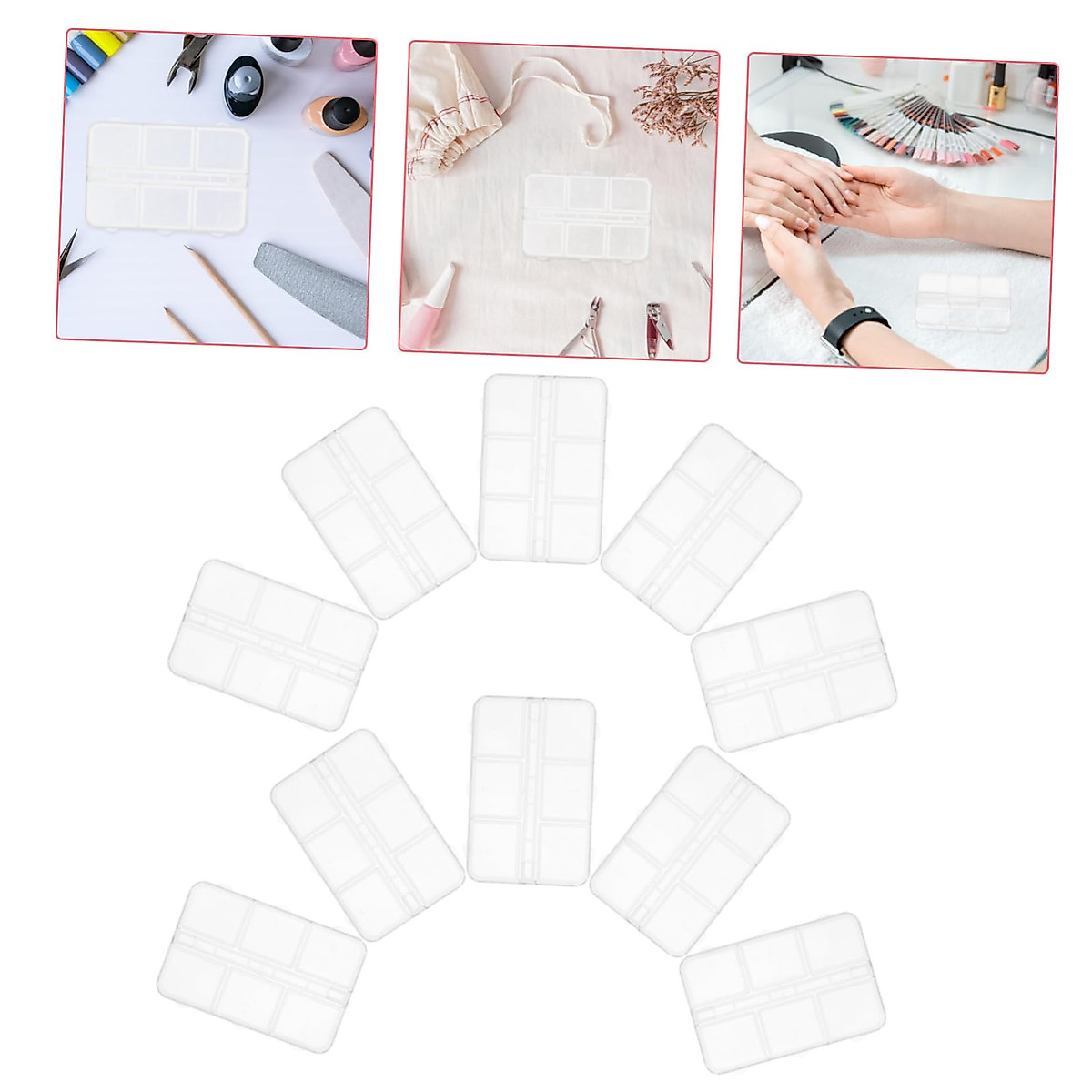 EXCEART 10pcs Nail Art Storage Box Nail Charm Storage Boxes Art Supply Organizer Manicure Case Small Craft Organizers Jewelry Container Rhinestones Holder Plastic Bead Box Strip