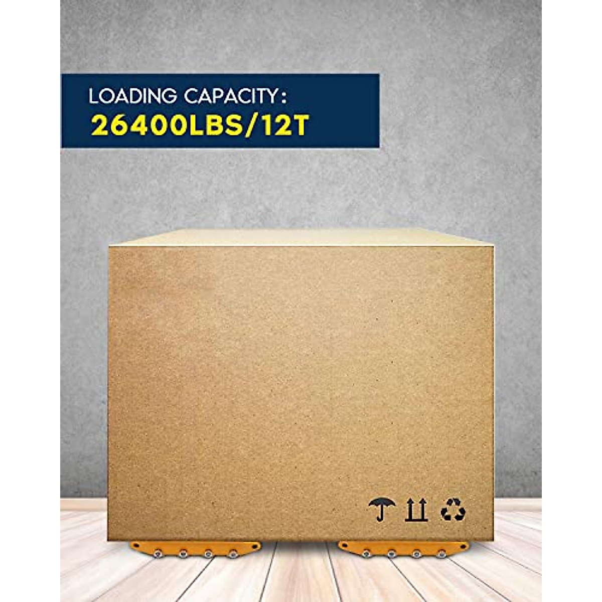 Cuilvu 26400lbs Machinery Moving Skate 12T Machinery Skate Dolly Machinery Mover Skate with 360° Rotation Cap & 8 Steel Rollers Dolly Machinery Skate for Industrial Moving Equipment, Yellow