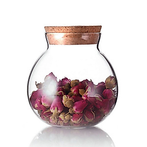 TOPWEL 500 Ml (17 Fl Oz) Round Clear Glass Favor Jar Storage Jar, with Cork Stopper