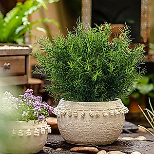 Artificial Plants Flowers Grass Shrubs 8 Pack No Fade Faux Plastic Flowers Outdoor for Vases Farmhouse Garden Porch Patio Office Indoor Wedding Decoration Greenery Fake Plants uv Resistant (4#Green)