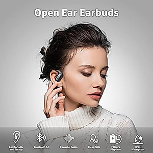 EASARS Open Ear Headphones Wireless Bluetooth 5.3, Open Ear Earbuds with 16.2mm Large Drivers, Sport Ear Buds, Long Battery Life, Matte Grey