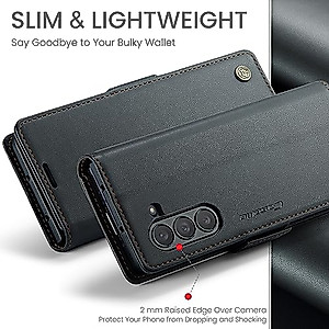 LBYZCASE for Galaxy Z Fold 5(5G 2023) Wallet Case[RFID Blocking Card Holder],Flip Folio Leather[Kickstand][Magnetic] Shockproof Protective Phone Case Cover for Samsung Galaxy Z Fold 5 (Black)