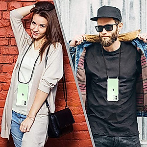 Vauki Crossbody Case for iPhone 12/iPhone 12 Pro Clear Silicone Phone Case for iPhone 12 6.1" with Lanyard Neck Cord Strap, Soft TPU Shockproof Protective Transparent Cover Case - Black Necklace