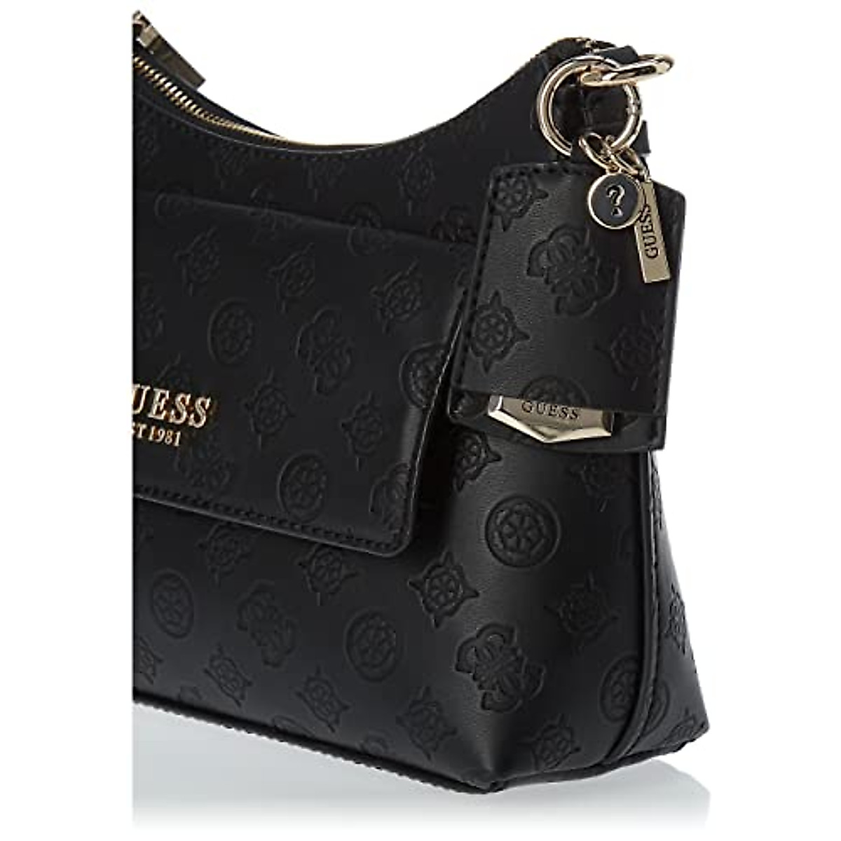 GUESS Womens Sirrah Shoulder Bag Top Zip, Black Logo, One Size US