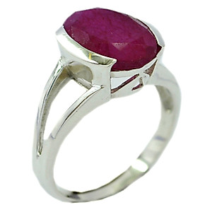 55Carat Genuine Indian Ruby Sterling Silver Ring for Women Oval Shape Birthstone Size 5,6,7,8,9,10,11,12