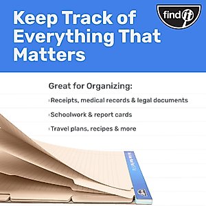 Find It File Folder Notepad - Pack of 12-9.5 x 12.5 Inch Notebook Organizer Folders for Filing, Document, and Clipboard Organization - Cream