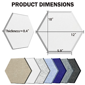SHJADE Self-Adhesive Acoustic Panels, 12 Pcs 12" X 10" X 0.4" Sound Absorbing Panels, High Density Hexagon Acoustical Wall Padding(Silver Grey)