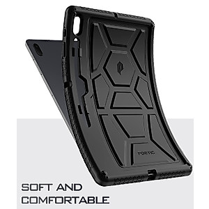 Poetic TurtleSkin Case Designed for Galaxy Tab S7 FE 12.4 Inch 2021 / Galaxy Tab S7 Plus 2020 with S Pen Holder, Rugged Shockproof Drop Protection Kids Friendly Silicone Cover Case, Black