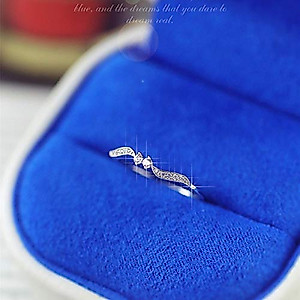 Thin Micro Pave CZ Band Ring 925 Sterling Silver Tiny Diamonds Wedding Engagement Promise Stackable Eternity Willow Leaf Binary Star Diamond Ring (10)
