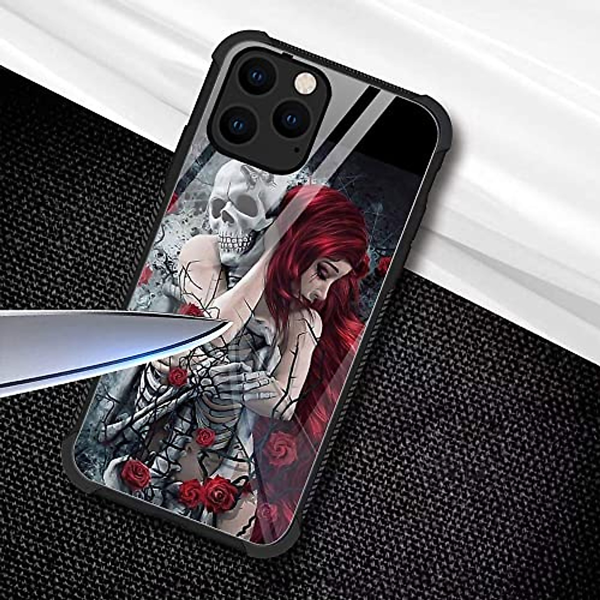 ZHEGAILIAN Case Compatible with iPhone 13 Pro Case,Skull and Girl Case for iPhone 13 Pro Case Men Boy,Drop Protection Soft TPU Bumper Case for iPhone 13 Pro Case 6.1-inch Skull and Girl