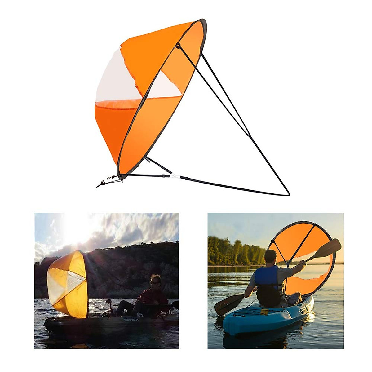 Nicedea, Kayak Sail Foldable Wind Sail Downwind Wind Sail Accessories for Inflatable Boats Kayaks Canoes Orange