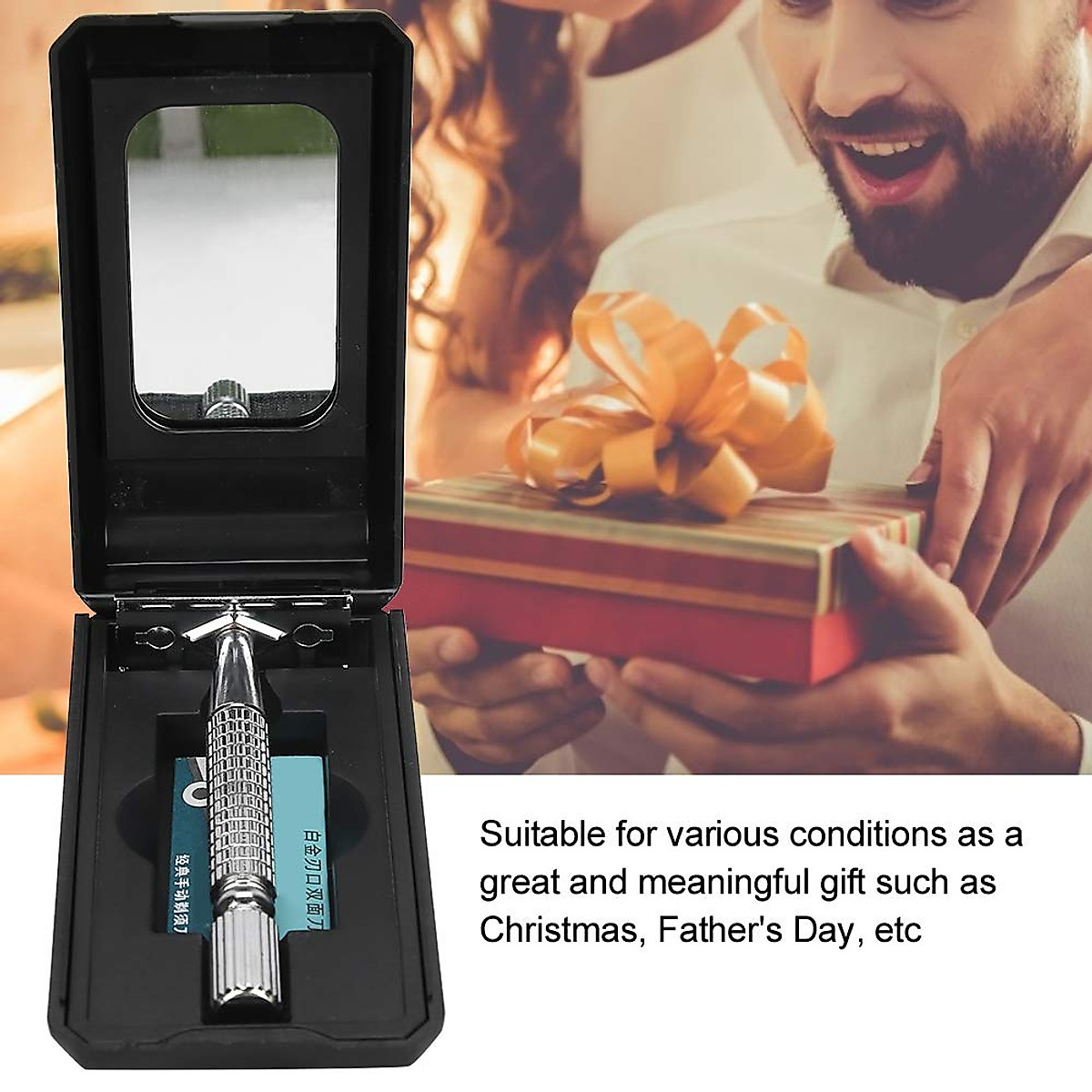 Safety Razor for Professional Barber Shop or Home, Stainless Steel Portable Classic Double Edge Safety Shaving Razor for Men