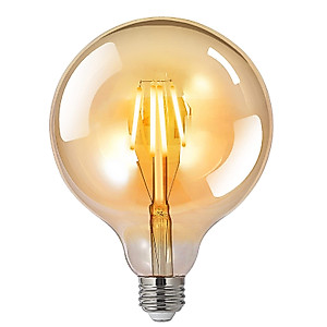 LED Bulbs 60 Watt Equivalent, 2 Pack 6W G125 LED Globe Bulbs, Antique Vintage Light Bulbs Amber, E26 LED Edison Light Bulb, 2700K 800LM Warm White, E26 Standard Base, Non-Dimmable
