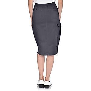 Marilyn Monroe Professional Stretch Five Pocket 'Debra' Scrub Skirt, Pewter, L