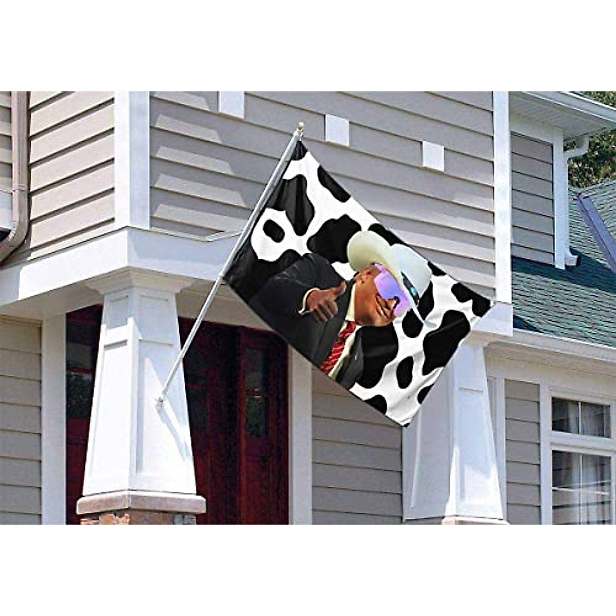 Trump Cow Print Cowboy Hat Flag Funny Home Outdoor Garden Yard Anti-Ultraviolet Fading With Grommets Flag