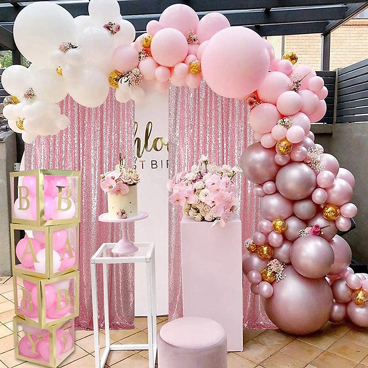 SoarDream Blush Pink Sequin Backdrop 2 Pieces 2ftx8ft Glitter Party Backdrop Curtain Wedding Ceremony Birthday Backdrop Background Decoration