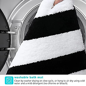 WEIDUOYI Microfiber Bathroom Rugs, Non-Slip Shaggy Soft Bath Rug, Thick Plush Bathroom Mat, Ultra Absorbent and Machine Washable Dry Bath Mats for Bathroom, (16" x 24", Black)