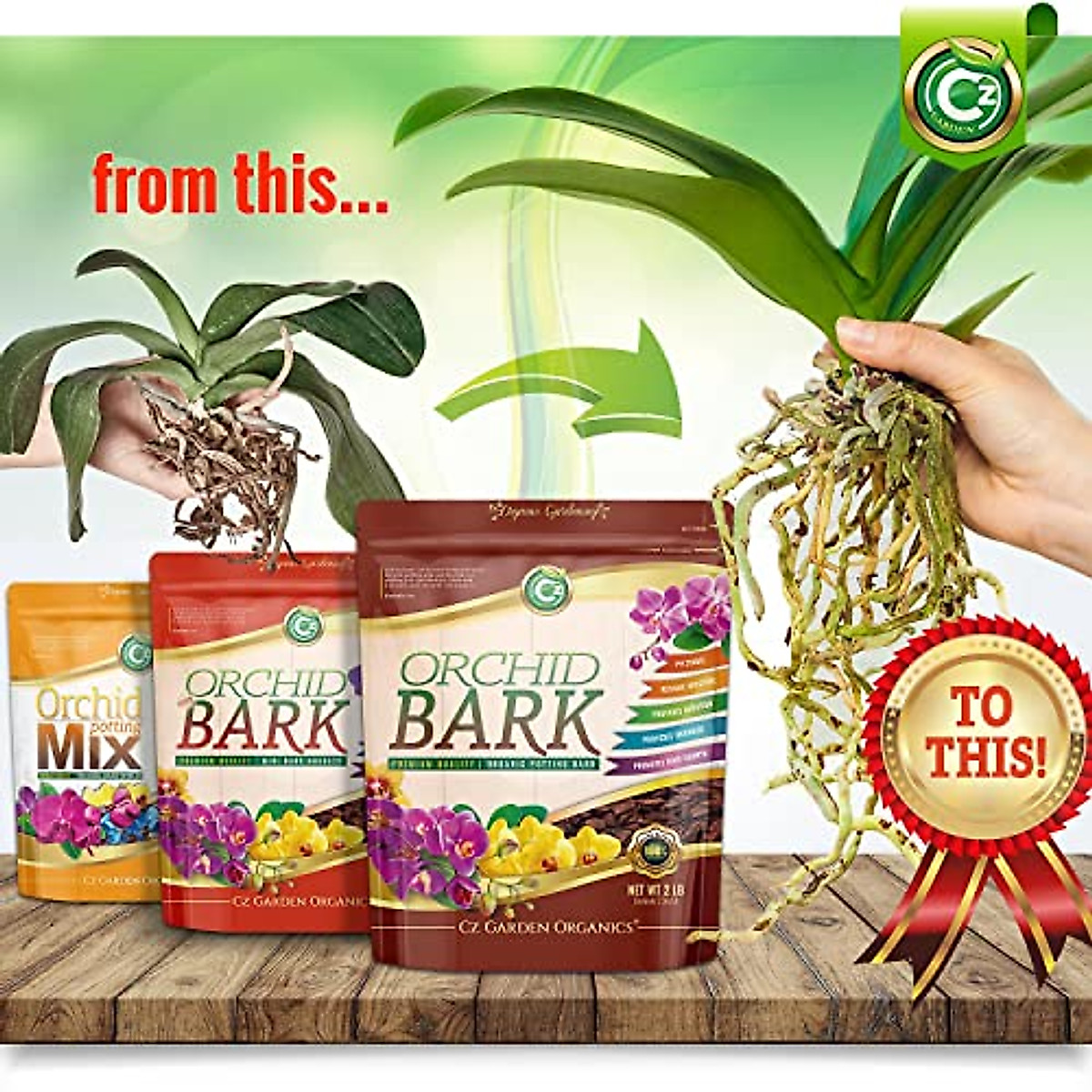 Organic Orchid Potting Bark - Made in USA Premium Medium Bark Garden Soil Amendment Mix for Proper Root Development of Phalaenopsis, Cattleyas, Indoor/Outdoor Plants, Reptile Terrarium Bedding + more!
