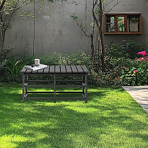 SwiftSlot Hot Tub Table, HDPE Pool Bench - 35" L x 15.7" W x 25.6" H, Weather Resistant Waterproof Spa Surround Bench, Grey