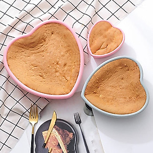Heart Shaped Cake Pans - Silicone Molds 3pcs Heart Baking Pan 4" 7" 9" Heart Cake Mold Non-Stick Cake Pan Set for Cheese Cake and Brownie Cake