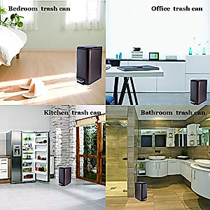 CLTEC 5 Liter/1.3 Gallon Bathroom Trash Can with Lid Soft Close, Removable Inner Waste Basket, Rectangular Slim Small Garbage Can for Bedroom Office, Narrow Step Trash Bin, Dark Bronze Finish