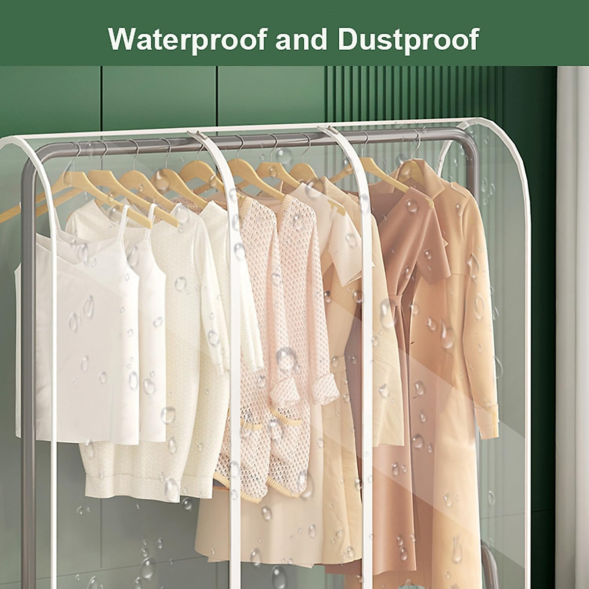 Clear Garment Rack Cover with Zipper Clothes Hanging Rack Cover Dustproof Waterproof Clothing Storage Protector (47.2x20x60 inch)