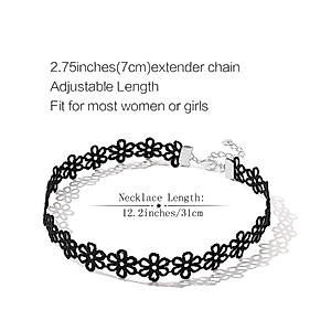 Prohouse 44PCS Black Womens Chokers Gothic Collar Lace Velvet Chocker Pendant Necklaces Set for Teenagers Women