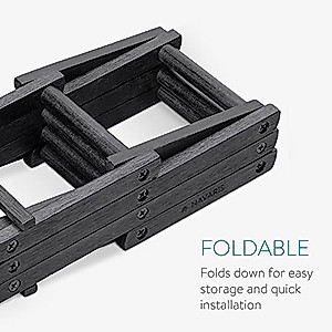 Navaris Bamboo Wine Rack - Foldable Free Standing Wine Rack - Small Wooden Wine Stand for Organizing and Storing Bottles - 5 Slot - Black