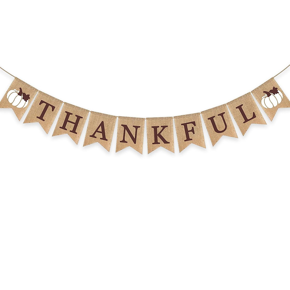 Thankful Banner Holiday Decorations Fall Mantel Garland Rustic Harvest Autumn White Pumpkin
