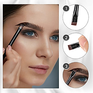 12 Pieces Eyeliner Eyebrow Brush Fine Angled Eyeliner Brush Slanted Eyeliner Makeup Brush Slant Tip Brushes Thin Slanted Flat Angle Brush Artificial Bristles Eyebrow Brushes for Cosmetic (Black)