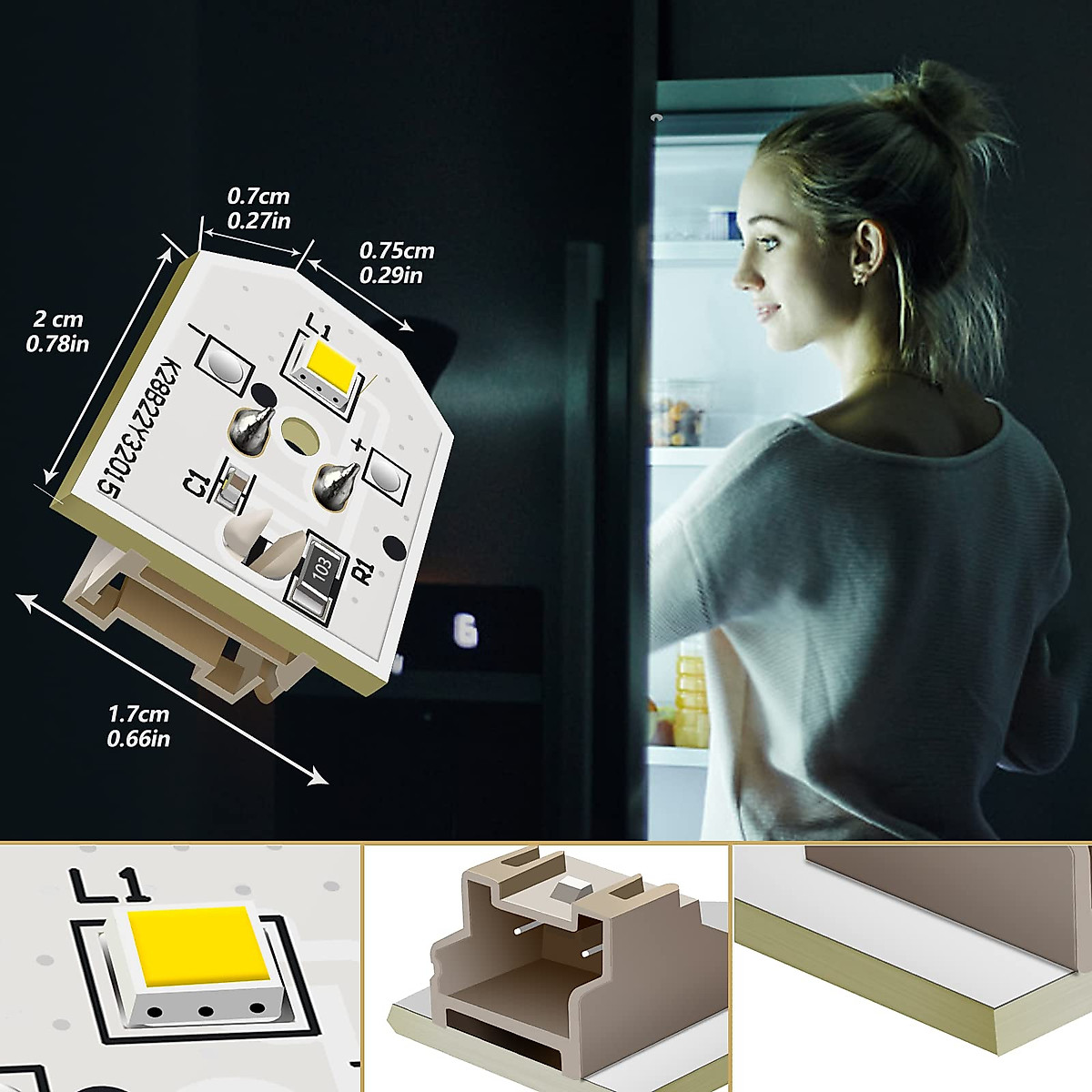 WISINY WR55X11132 Refrigerator LED Light for GE WR55X25754 Refrigerator Light Board,No Cover Only LED PCB Board Replace WR55X30602 WR55X26486 PS4704284 3033142 EAP12172918