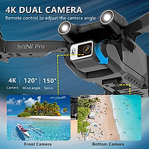 FPV Drone with Camera for Adults Kids Beginners,Foldable RC Quadcopters Drones with 4k Dual Camera ,Optical Flow Positioning, 360°Smart Obstacle Avoidance, APP Control, One-click Take-off and Landing,Gesture and voice control,2 Batteries