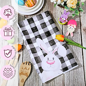 Happy Easter Kitchen Towels Set of 4 Buffalo Plaid Bunny Egg Easter Dish Towels Absorbent Drying Holiday Tea Towels Decorative Dish Cloths Easter Hand Towels for Home Decor Farmhouse Housewarming Gift